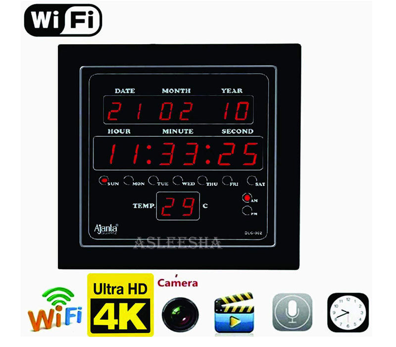 Wifi Digital Wall Clock Spy Camera - Asleesha